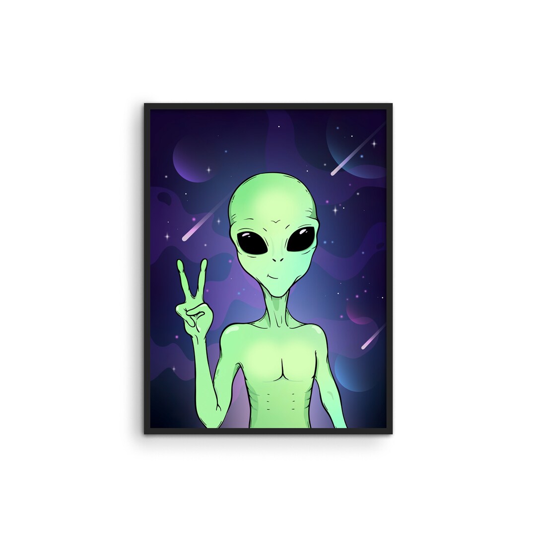 Trippy Aliens Poster - Etsy