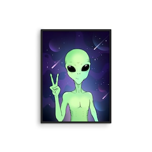 Trippy Aliens Poster - Etsy