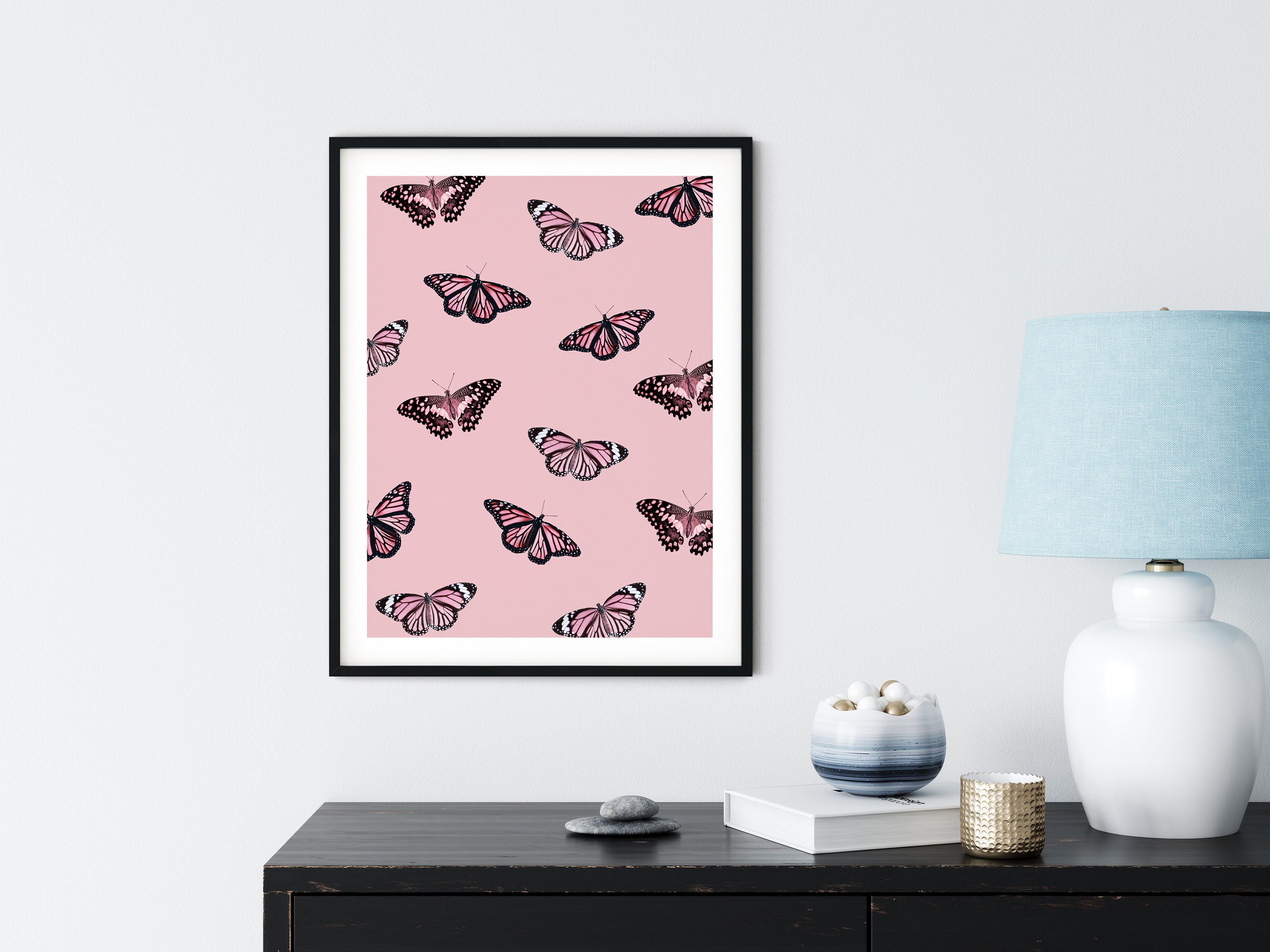 Pink Butterfly Wall Decor Butterfly Prints By Haus and Hues | Etsy