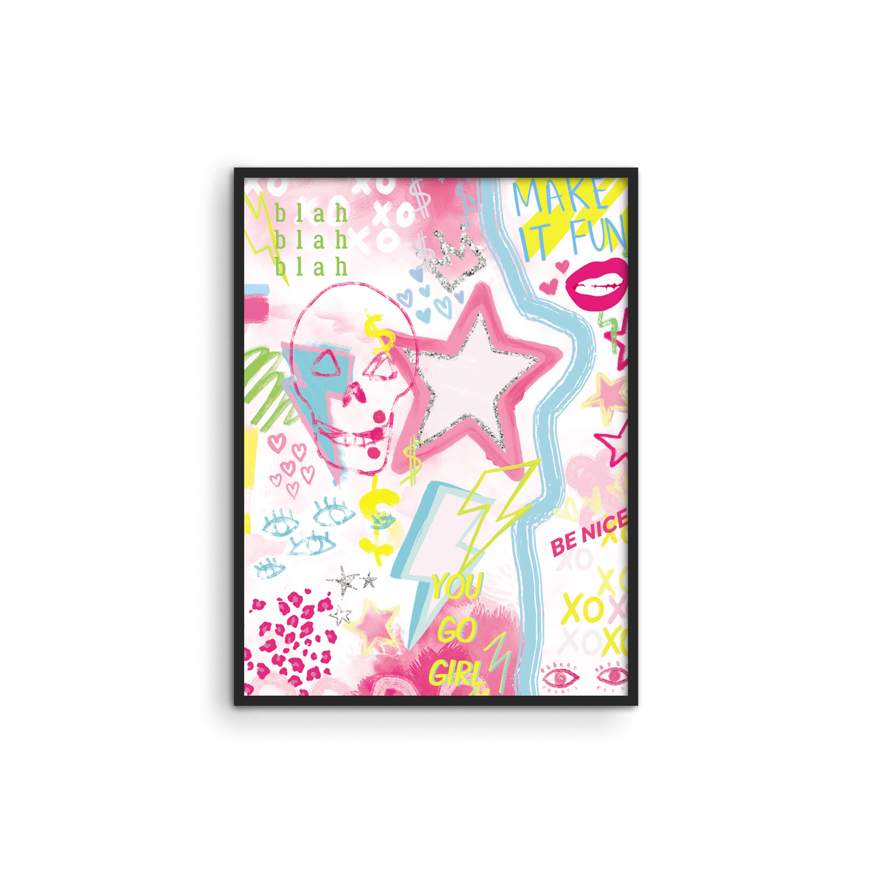 Prints Neon Color Print Preppy Wall Art Set of 2 Art for Girls Preppy ...