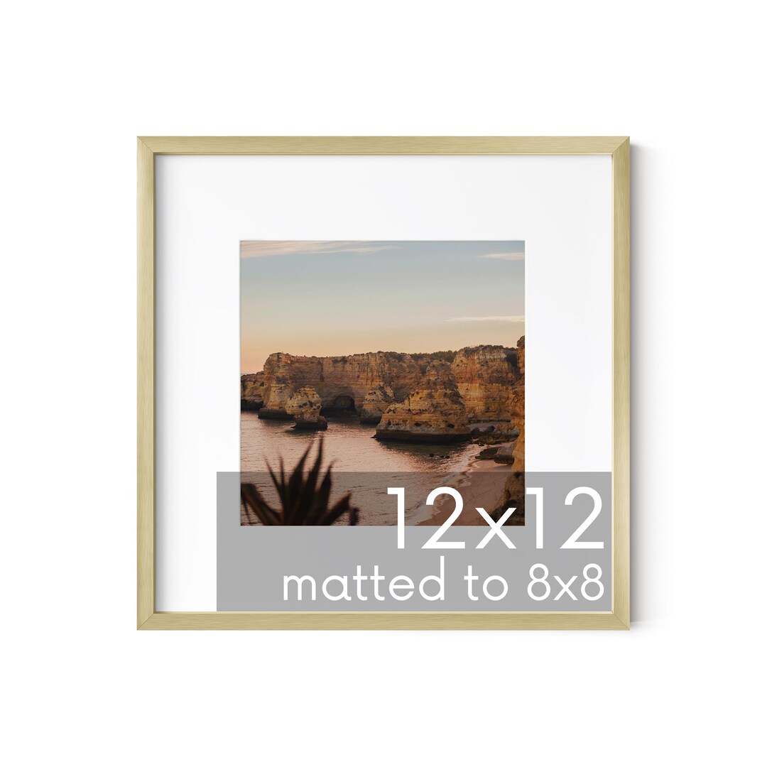 HAUS AND HUES 12x12 Gold Metal Picture Frame Matted to 8x8 - Features ...