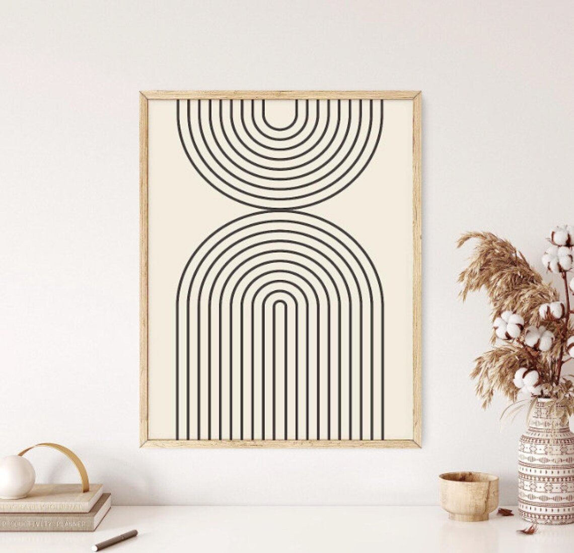 Neutral Black Semi Circle Art - Etsy