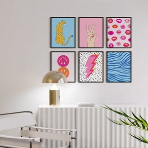 Haus and Hues Preppy Pictures for Wall - Set of 6 Pink Posters for Room ...