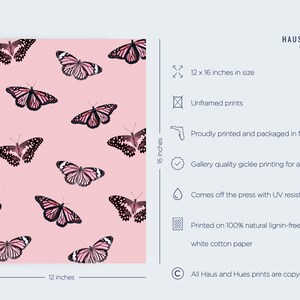 Pink Butterfly Wall Decor Butterfly Prints by Haus and Hues - Etsy