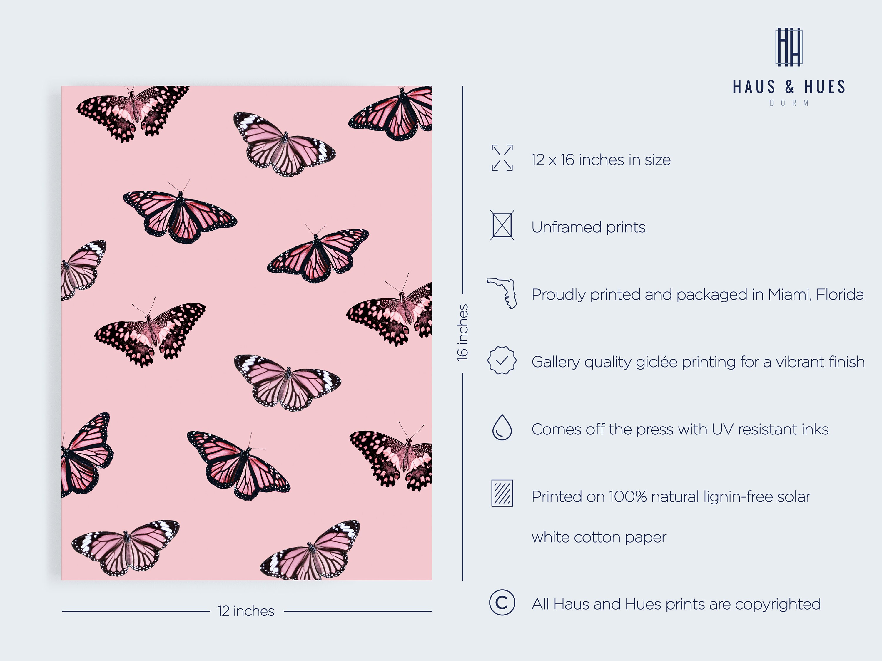 Pink Butterfly Wall Decor Butterfly Prints By Haus and Hues | Etsy