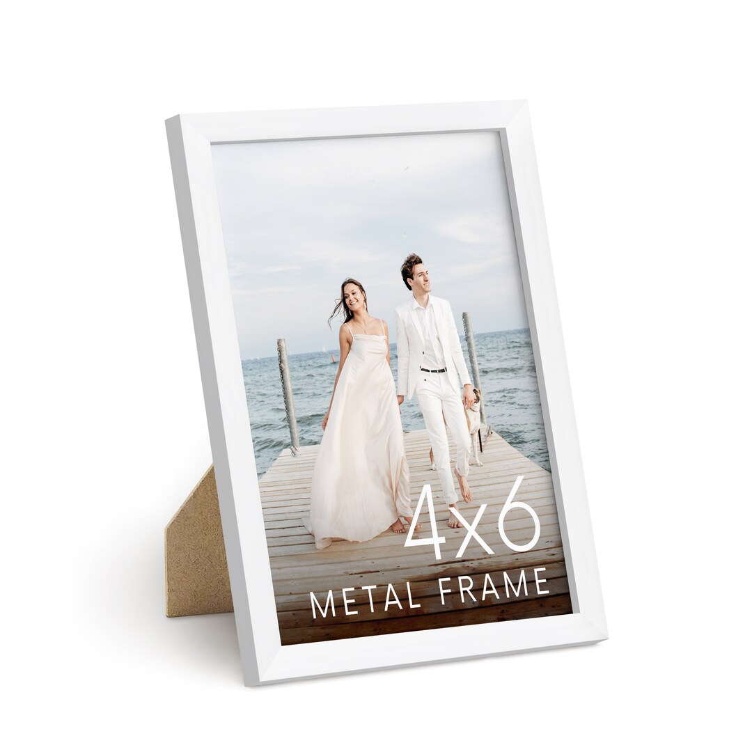 White Metal Picture Frame 4x6: Modern Tabletop or Wall Decor - Etsy