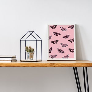 Pink Butterfly Wall Decor Butterfly Prints by Haus and Hues | Etsy