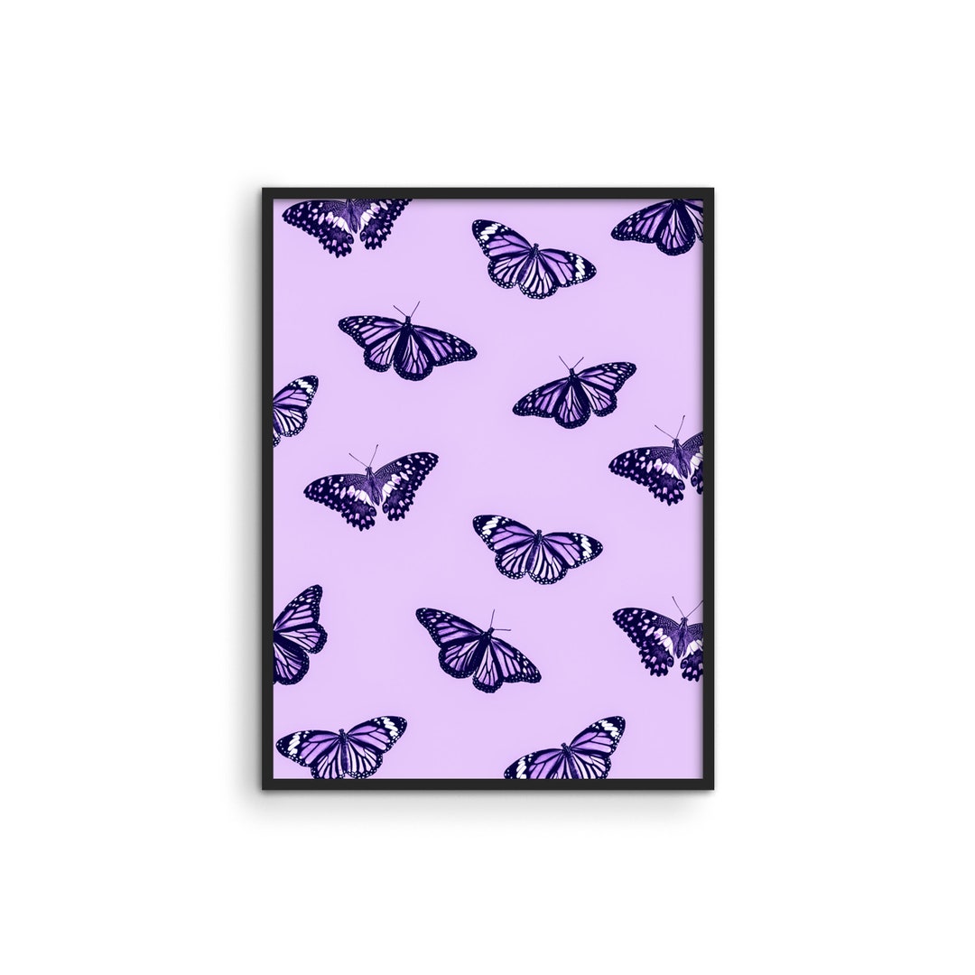 Purple Butterfly Poster: Whimsical Wall Art - Etsy