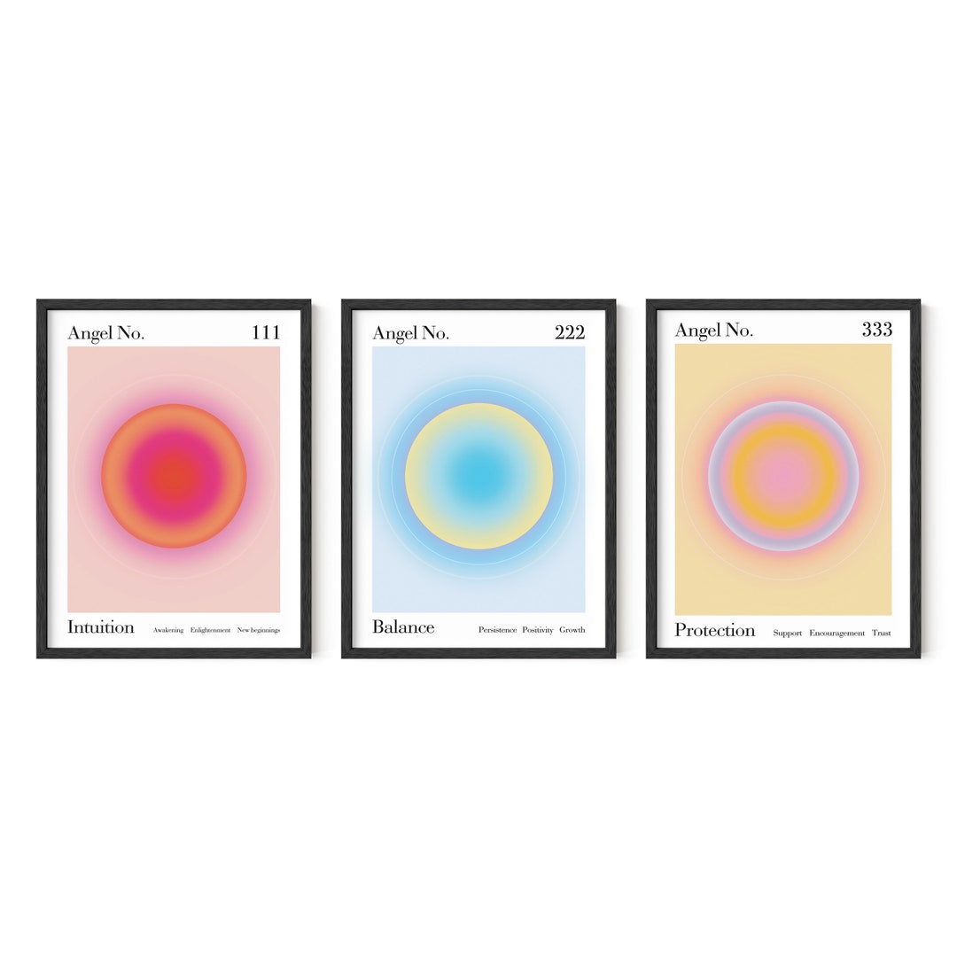 Haus and Hues Angel Number Posters - Set of 3 Aura Posters for Room ...