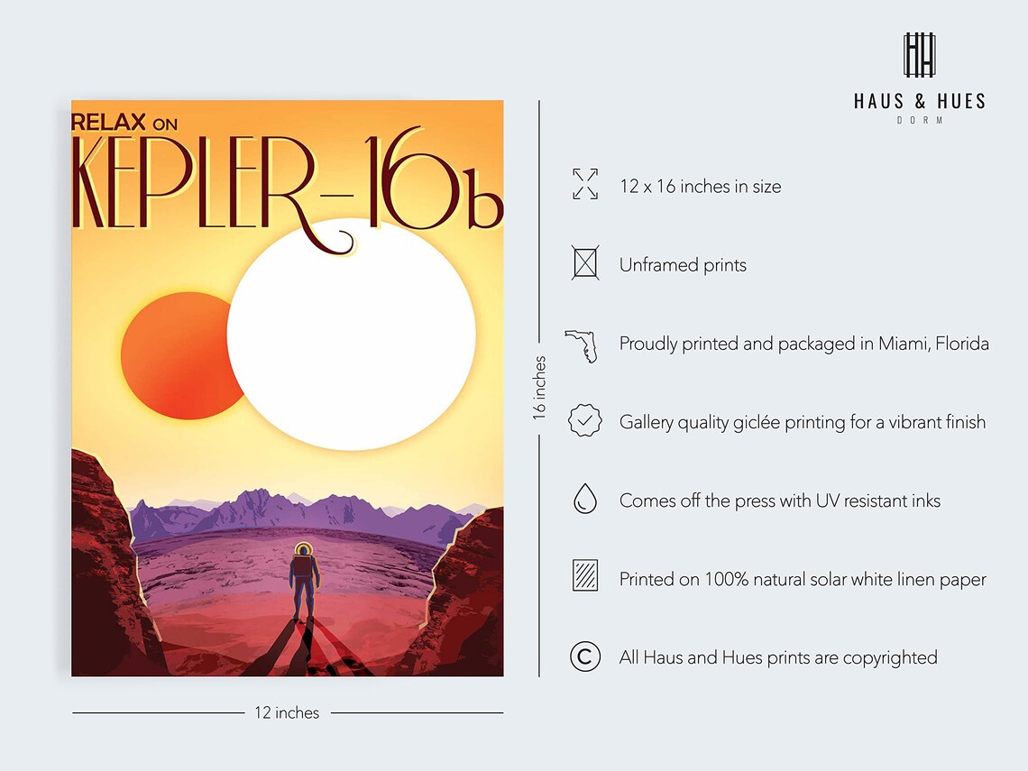 Kepler 16b Space Posters for Room by Haus and Hues Nasa JPL - Etsy