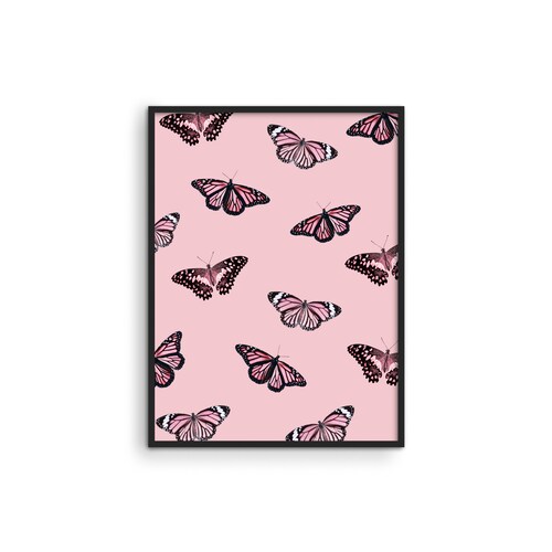 Pink Butterfly Wall Decor Butterfly Prints by Haus and Hues | Etsy