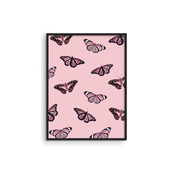 Pink Butterfly Wall Decor Butterfly Prints by Haus and Hues | Etsy