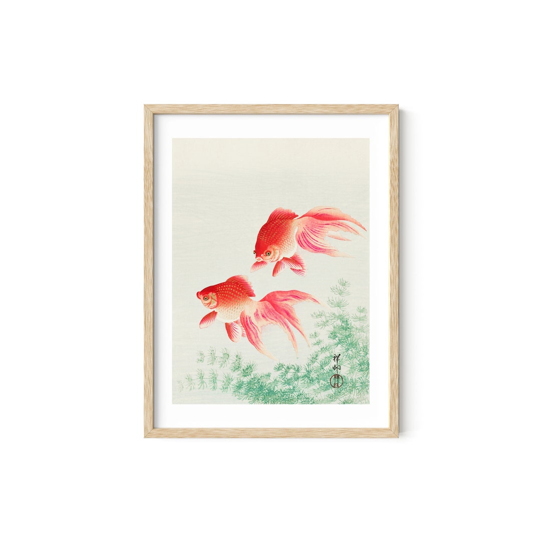 Haus and Hues Fish Poster Aesthetic Asian Art - Japanese Goldfish ...