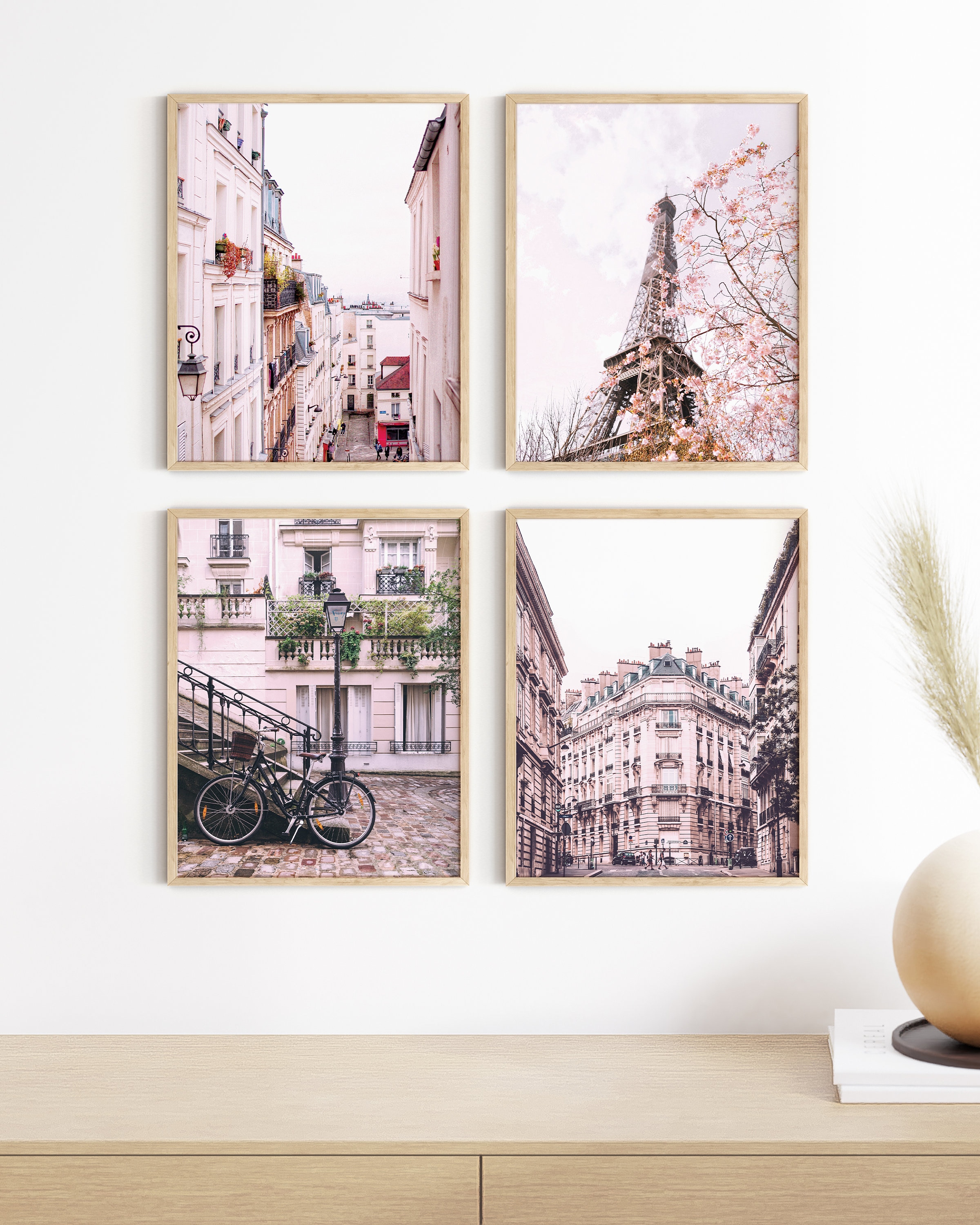 Pink Paris Wall Art Set: Girly Bedroom Decor (set of 4 Unframed Prints ...