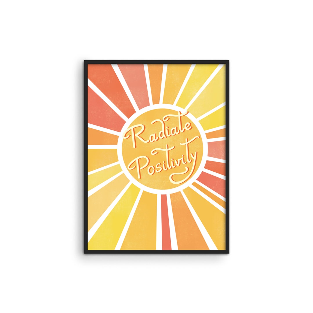 Radiate Positivity Print: Retro Sunshine, Inspirational Kids Wall Art ...