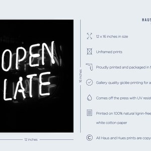 Neon Posters Open Late Neon Sign by Haus and Hues Neon - Etsy