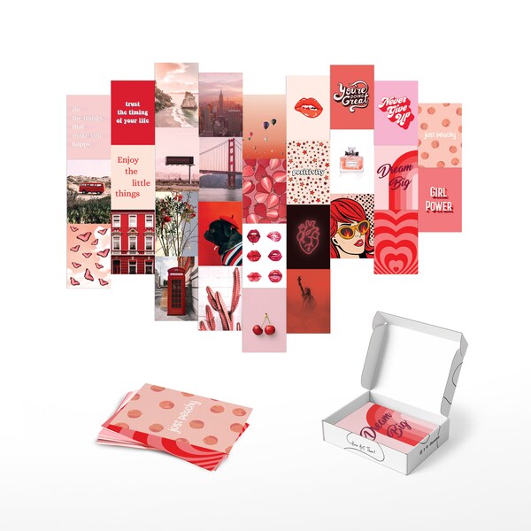 Red Wall Collage Kit - Etsy
