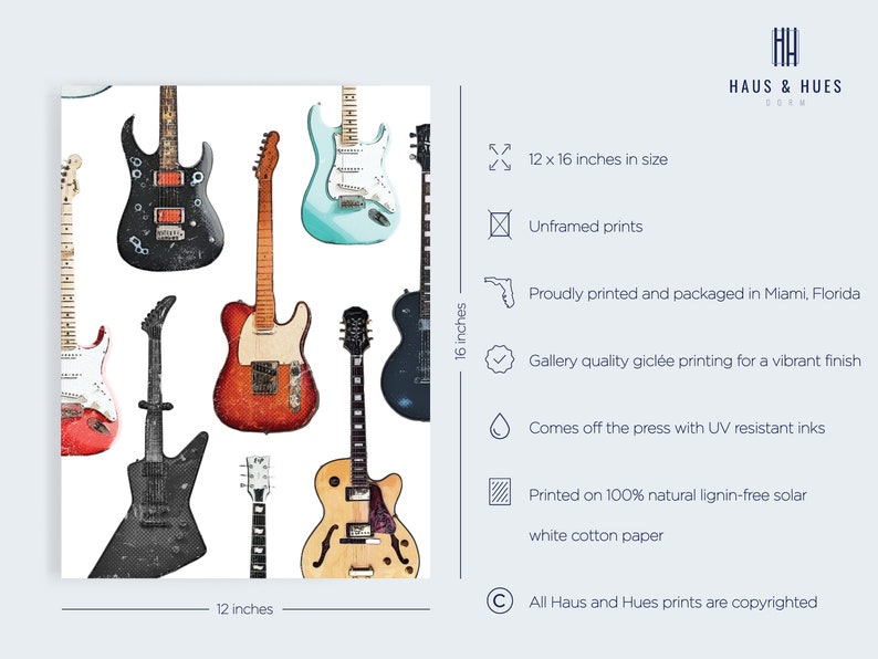 Vintage Music Posters 90s Guitar by Haus & Hues 90s Room - Etsy