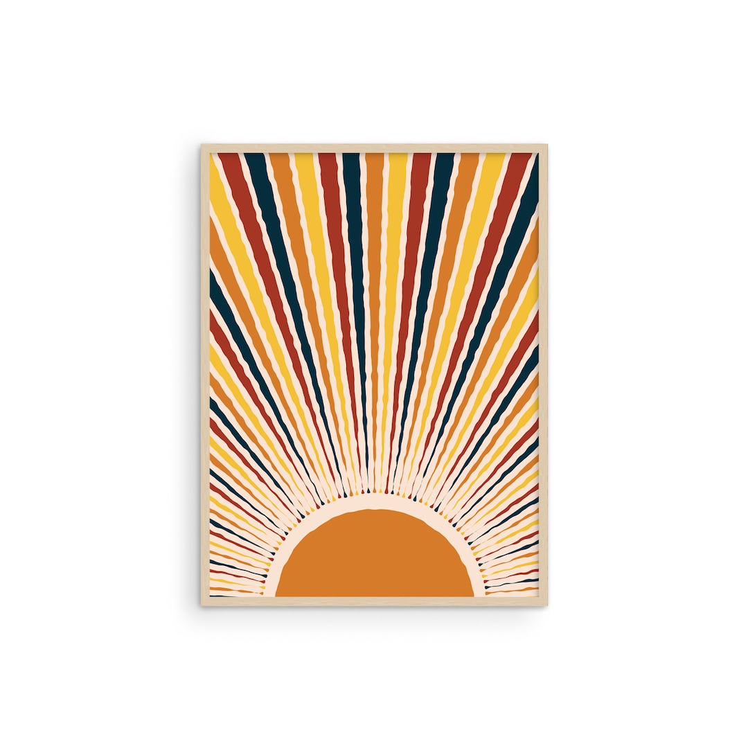 Mid Century Modern Sun Art Print: Bohemian Wall Decor - Etsy