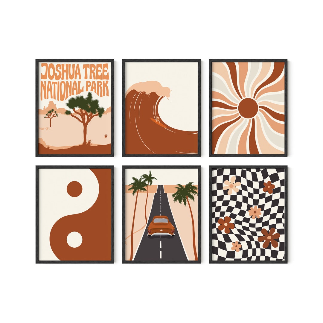 Boho Gallery Wall Art Set: Joshua Tree, Wave, Yin Yang (unframed 8x10 ...