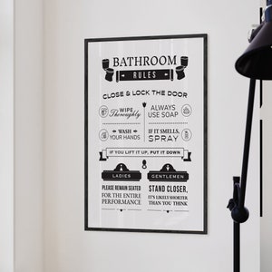 Funny Bathroom Rules Print: Humorous Restroom Wall Art - Etsy