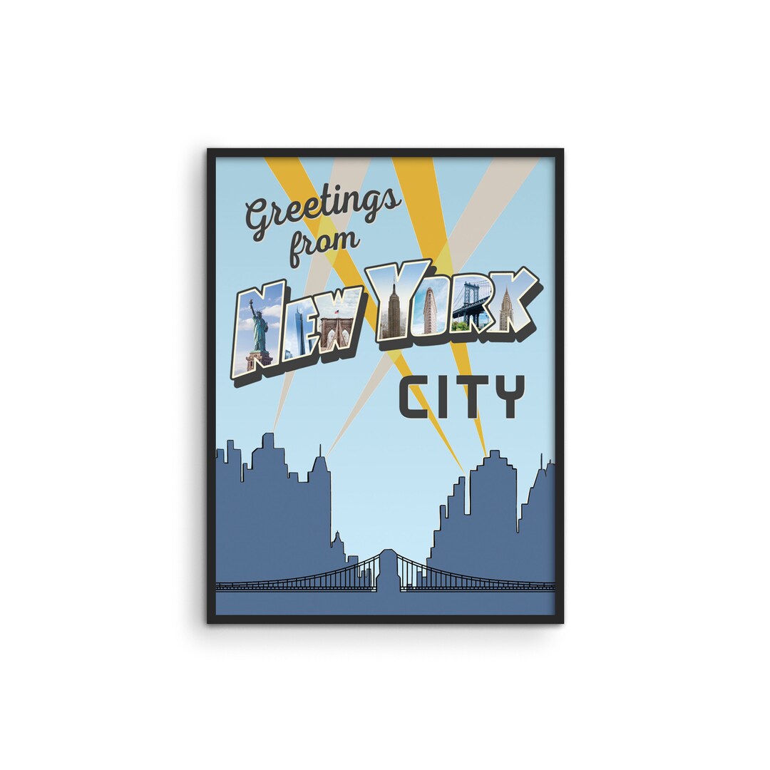 Vintage Poster New York Greetings From NYC - by Haus and Hues | Vintage ...
