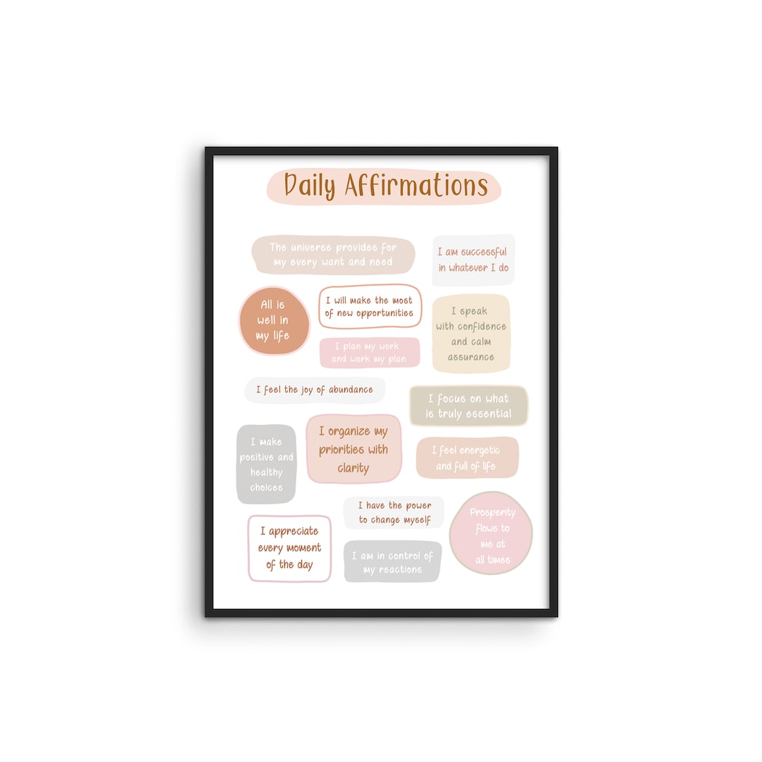 Daily Affirmations Poster: Mental Health, Positive Mindset - Etsy