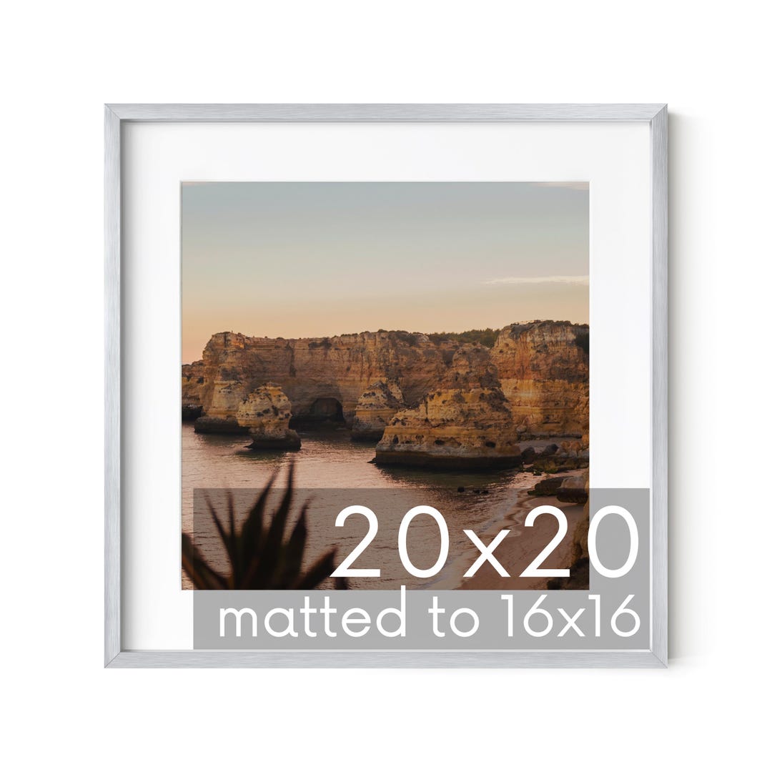 HAUS AND HUES 20x20 Silver Metal Picture Frame Matted to 16x16 Features ...