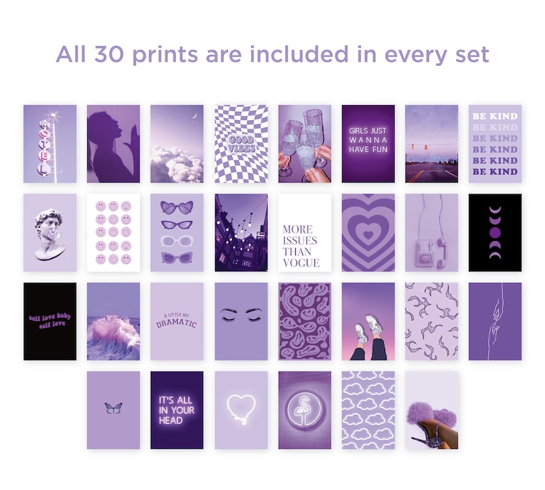 Haus and Hues Purple Wall Collage Kit Set of 50 Aesthetic - Etsy