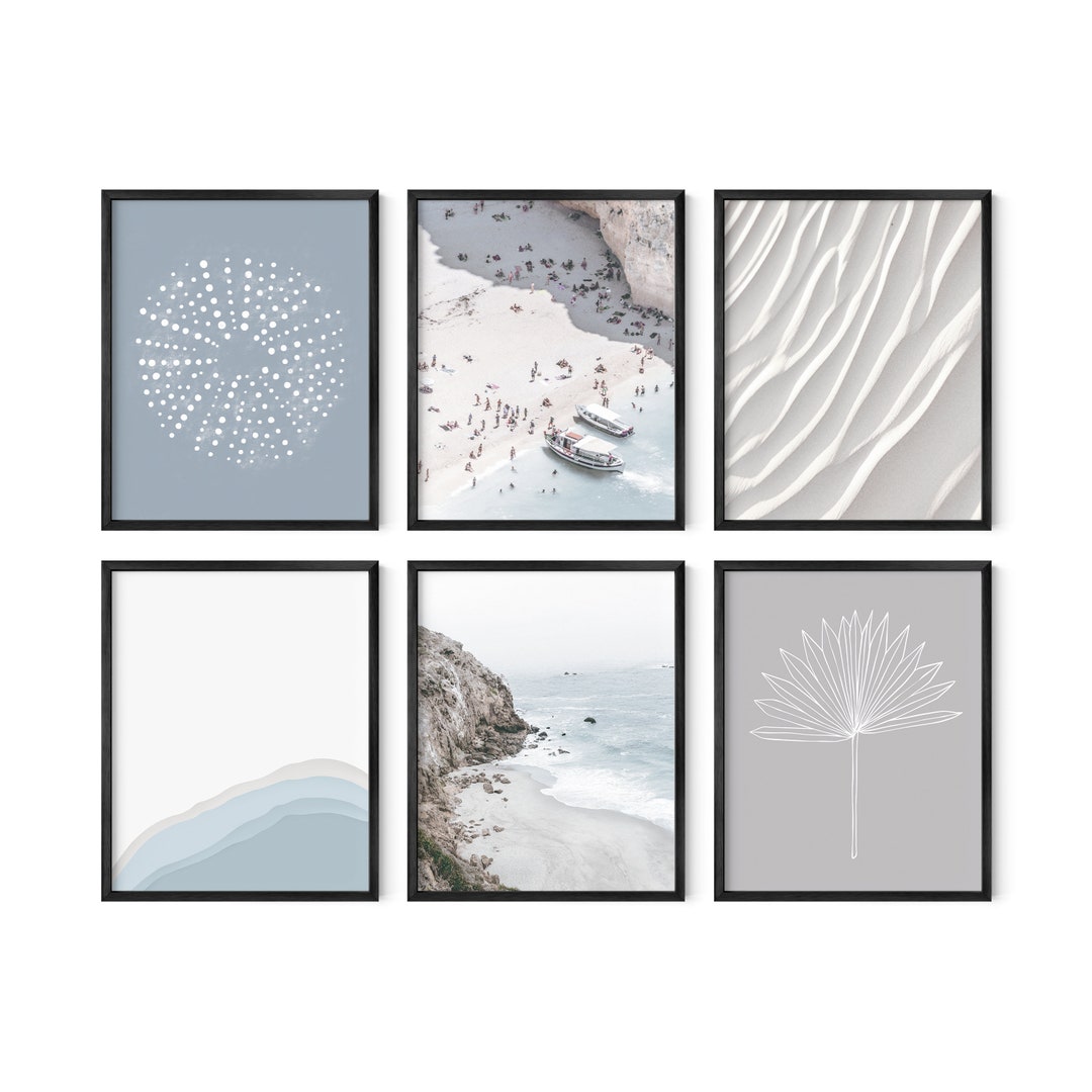 Haus and Hues Beach Posters for Walls - Gray and Blue Wall Art, Beach ...