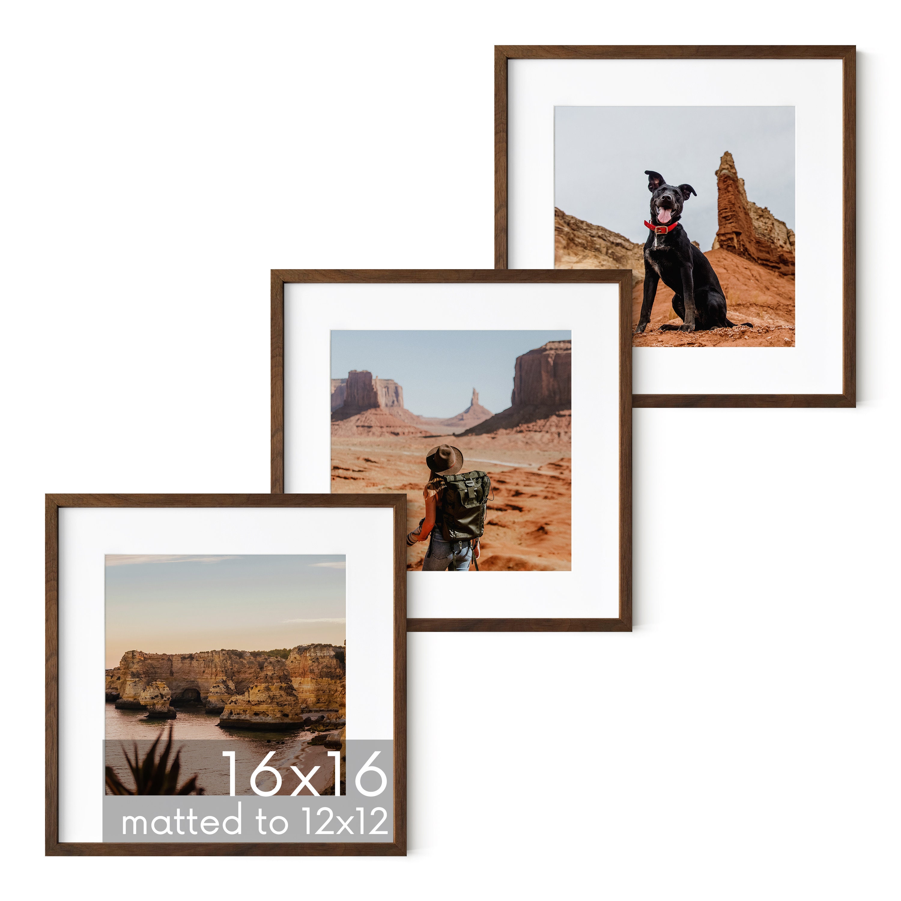 Natural Oak Wood Picture Frame 16x16: Walnut Finish - Etsy