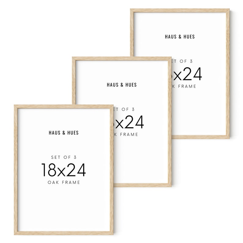 Oak Wood 18x24 Picture Frame Set: Natural Gallery Wall Frames - Etsy
