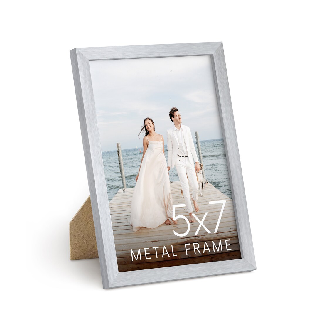 HAUS AND HUES 5x7 Silver Metal Picture Frame - 5 X 7 Photo Frame ...