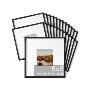 HAUS AND HUES 8x8 Black Metal Picture Frame Matted to 4x4 - Features ...