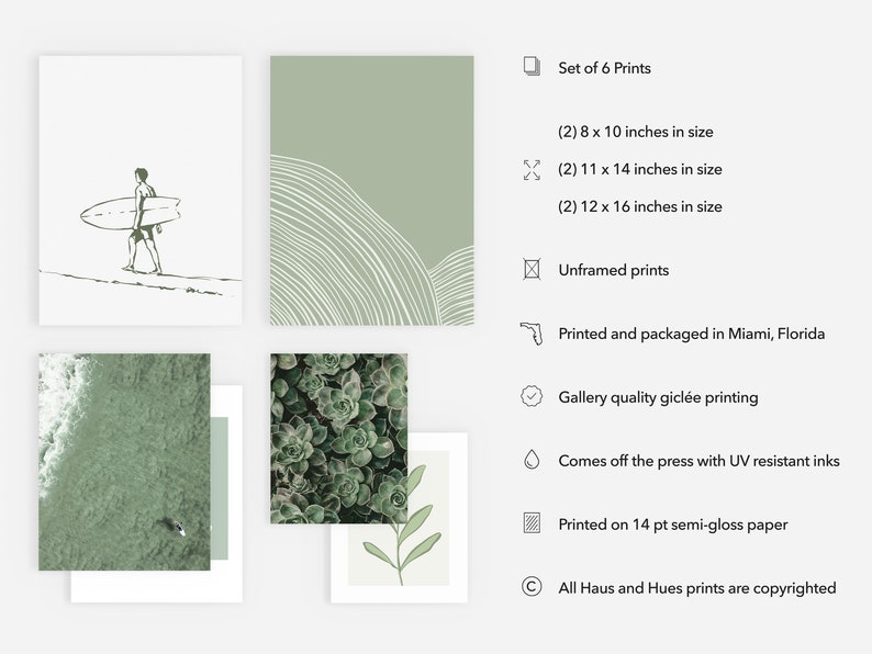 Haus and Hues Green Posters Gallery Wall Art Set of 6 Nature - Etsy