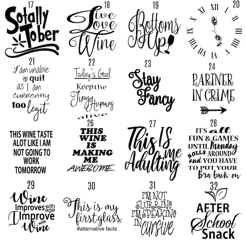 Laser Engraved Wine Glass, Funny Wine Sayings Set #4, Personalize ...