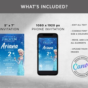 Frozen Princess Elsa Birthday Party Invitation Editable Kids Party ...