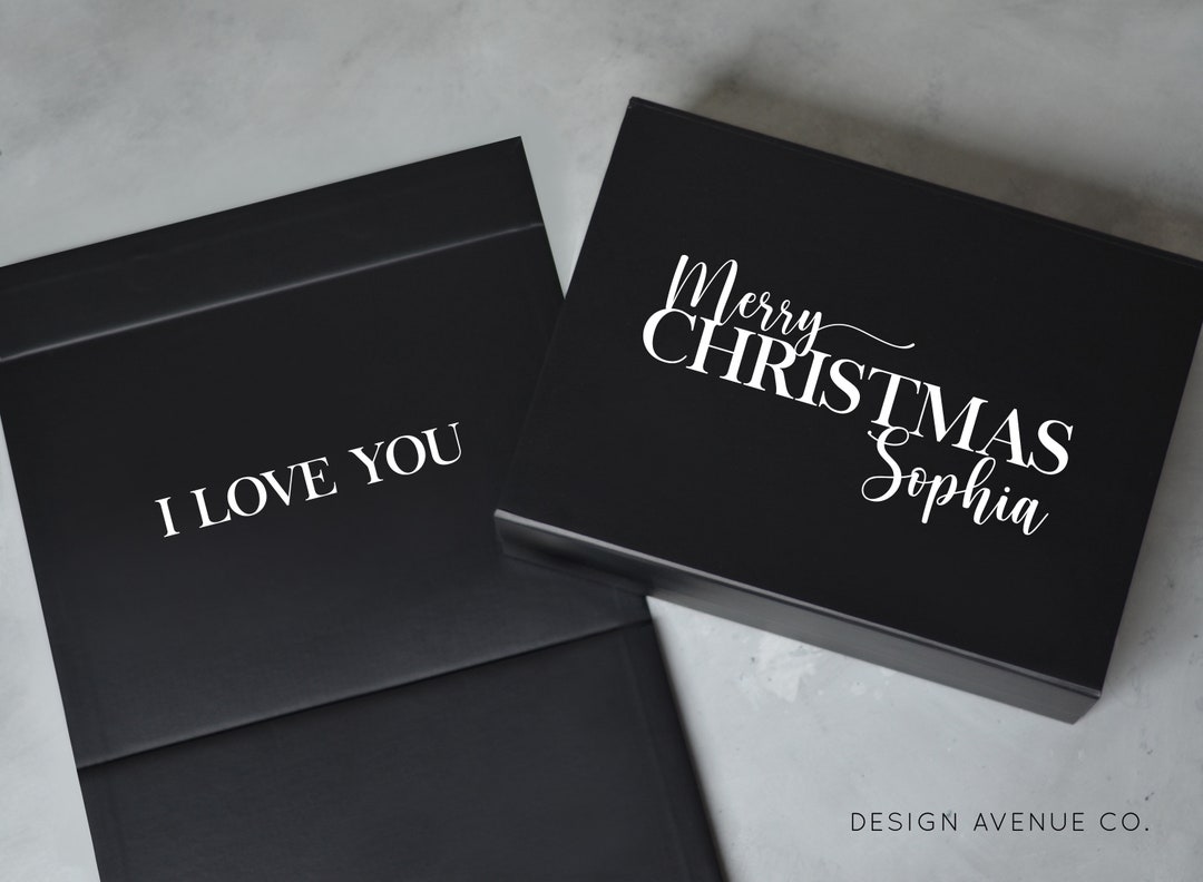 Personalised Christmas Gift Box, Merry Christmas, Present, Custom Text ...