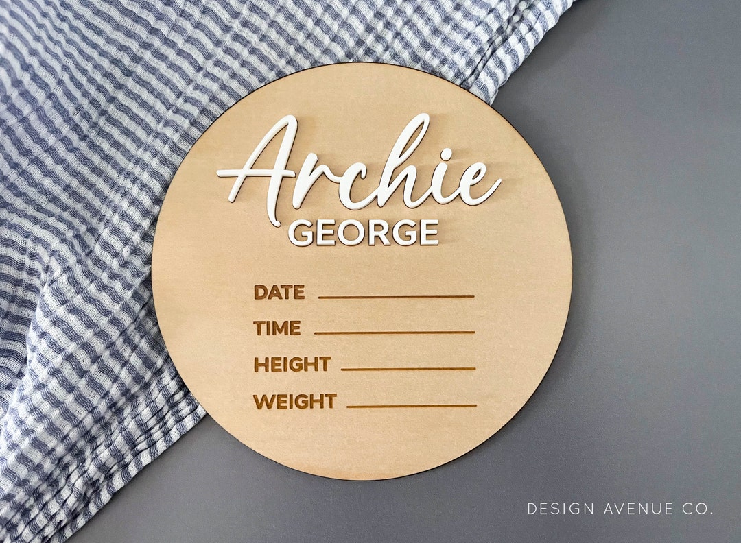 Wooden Birth Plaque New Baby Birth Announcement Baby Name Plaque Baby ...