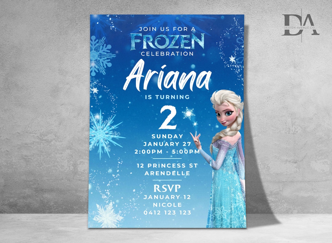 Frozen Princess Elsa Birthday Party Invitation Editable Kids Party ...