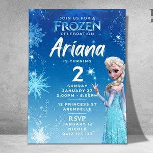 Frozen Princess Elsa Birthday Party Invitation Editable Kids Party ...