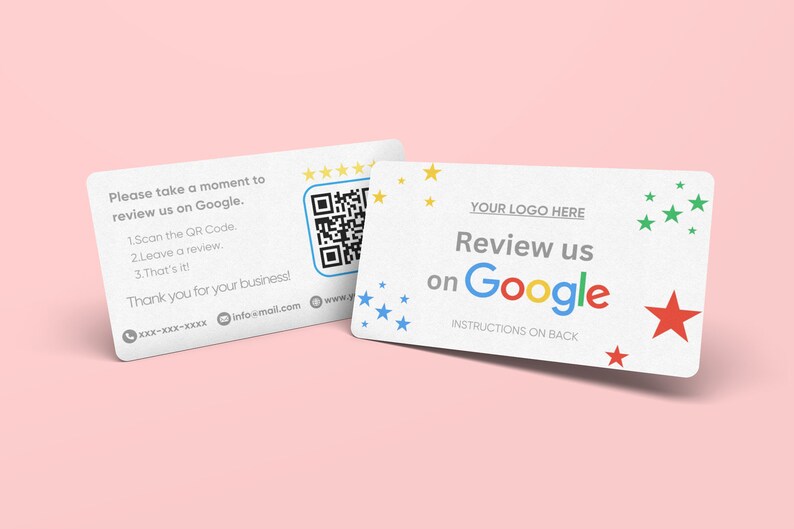 Google Review QR Code Business Cards Personalized Custom - Etsy
