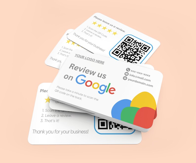 Google Review QR Code Business Cards Personalized, Custom Design ...