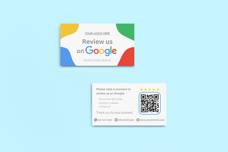 Google Review QR Code Business Cards - Personalized, Custom Design ...