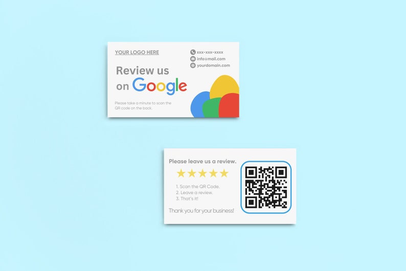 Google Review QR Code Business Cards Personalized, Custom Design ...
