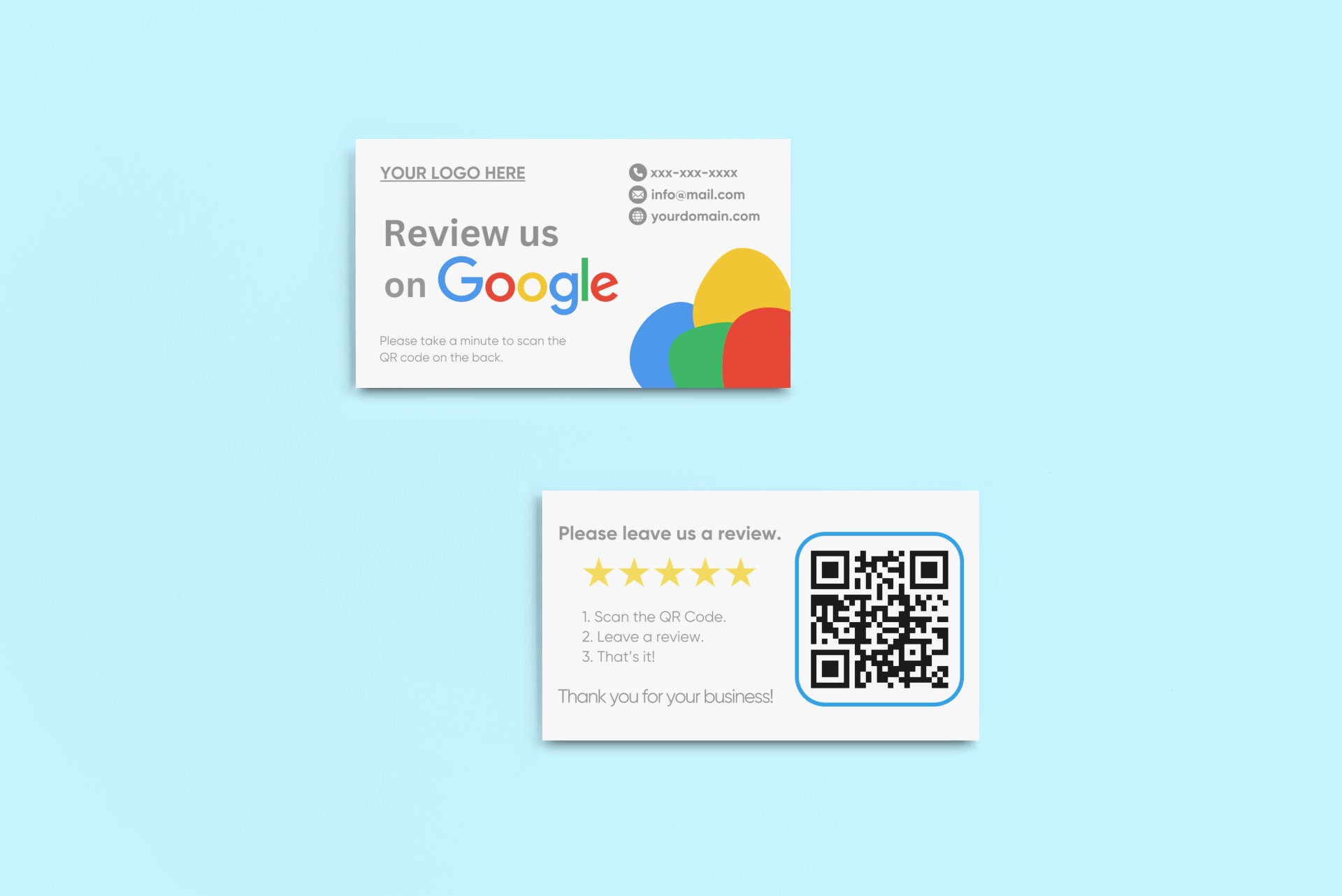 Google Review QR Code Business Cards Personalized, Custom Design ...