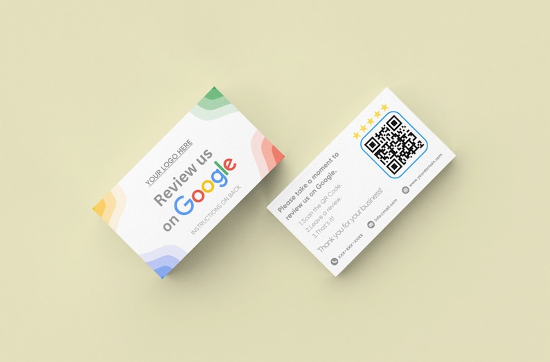 Google Review QR Code Business Cards Personalized, Custom Design ...