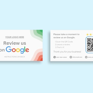 Google Review QR Code Business Cards - Personalized, Custom Design ...
