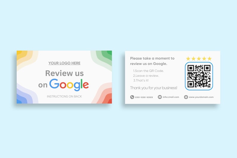 Google Review QR Code Business Cards - Personalized, Custom Design ...