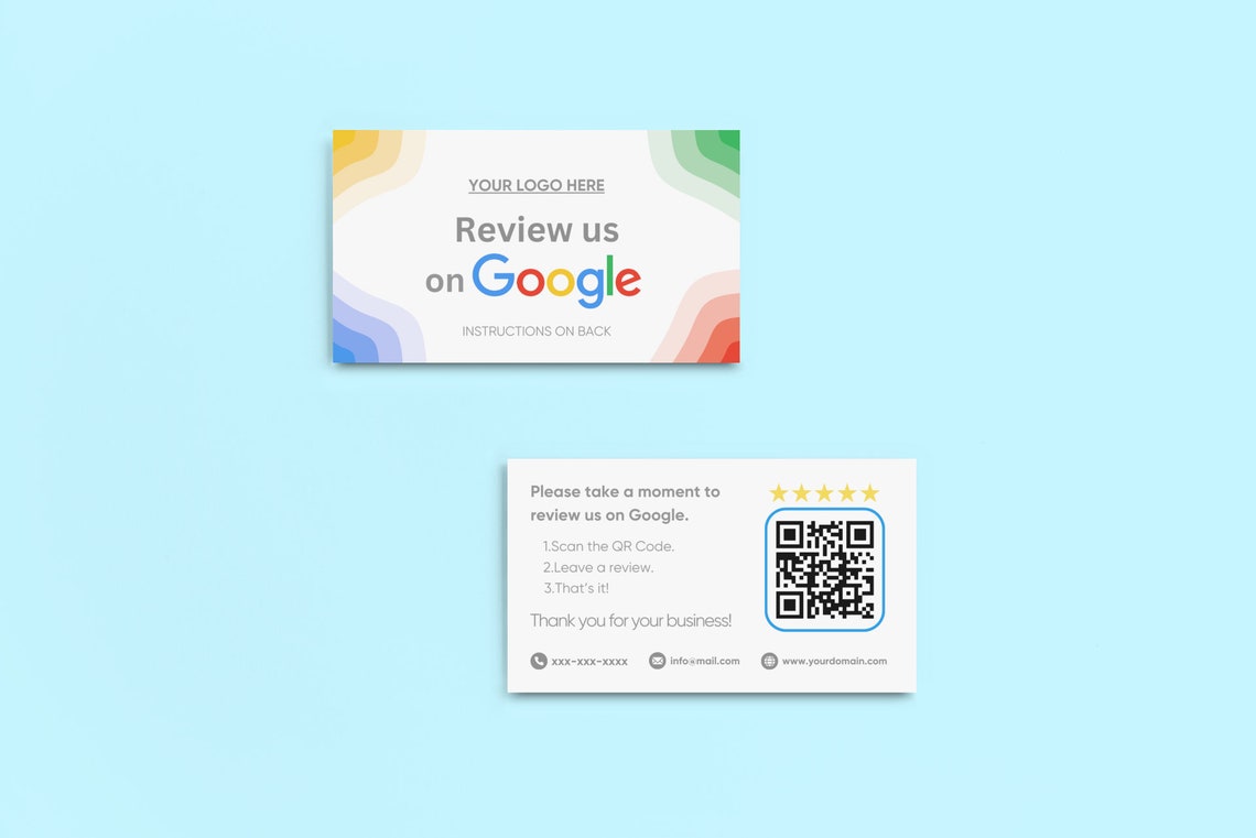 Google Review QR Code Business Cards - Personalized, Custom Design ...